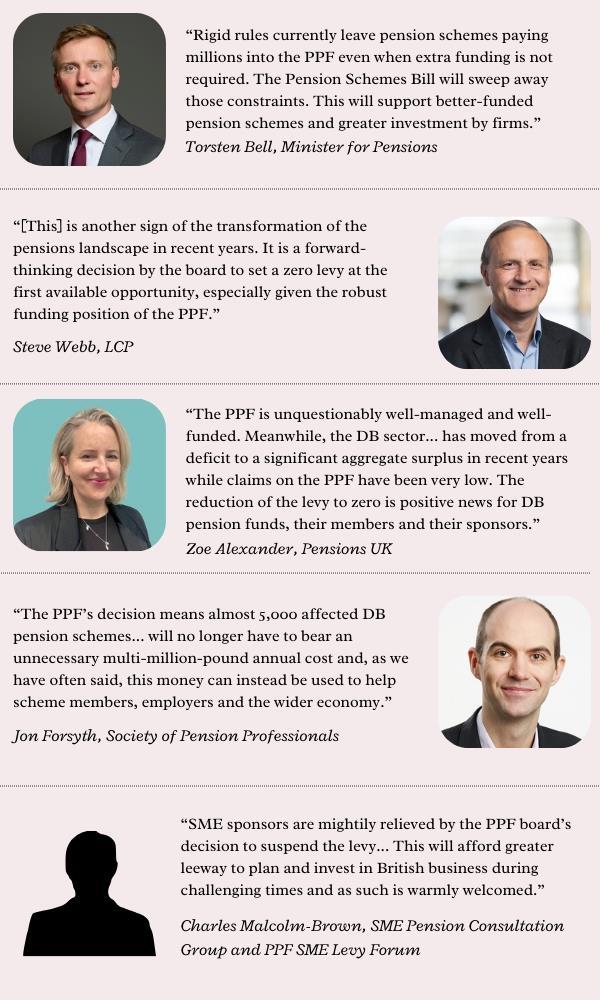 PPF confirms main levy bill of zero for 2025-26 | News | Pensions Expert